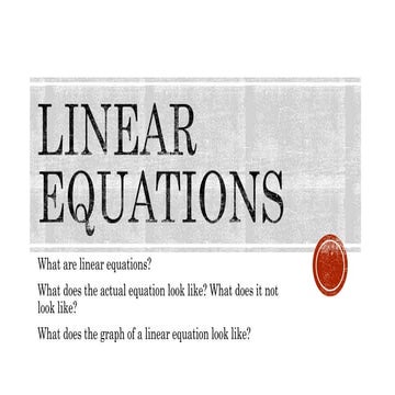 Linear equations reading | PPT