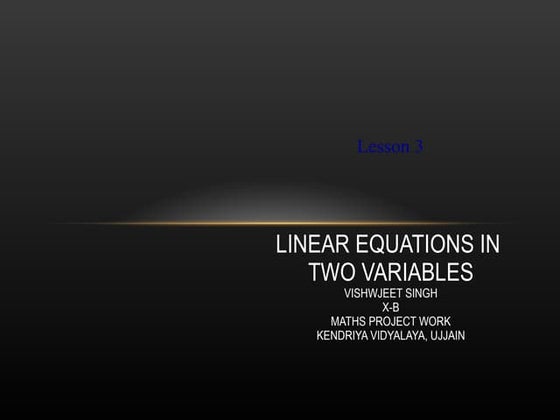 CLASS X MATHS LINEAR EQUATIONS | PPT