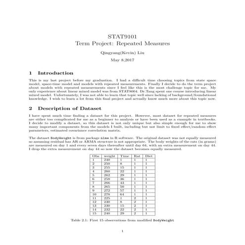 Linear mixed model-writing sample | PDF