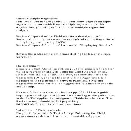 Linear Multiple RegressionThis week, you have expanded on your k.docx