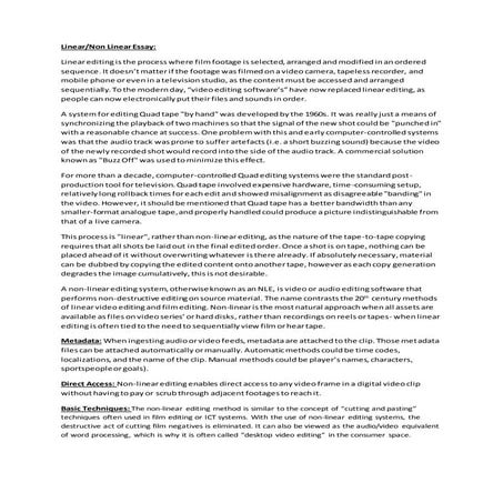 Creative Media BTEC- "Linear/Non Linear Essay" | PDF