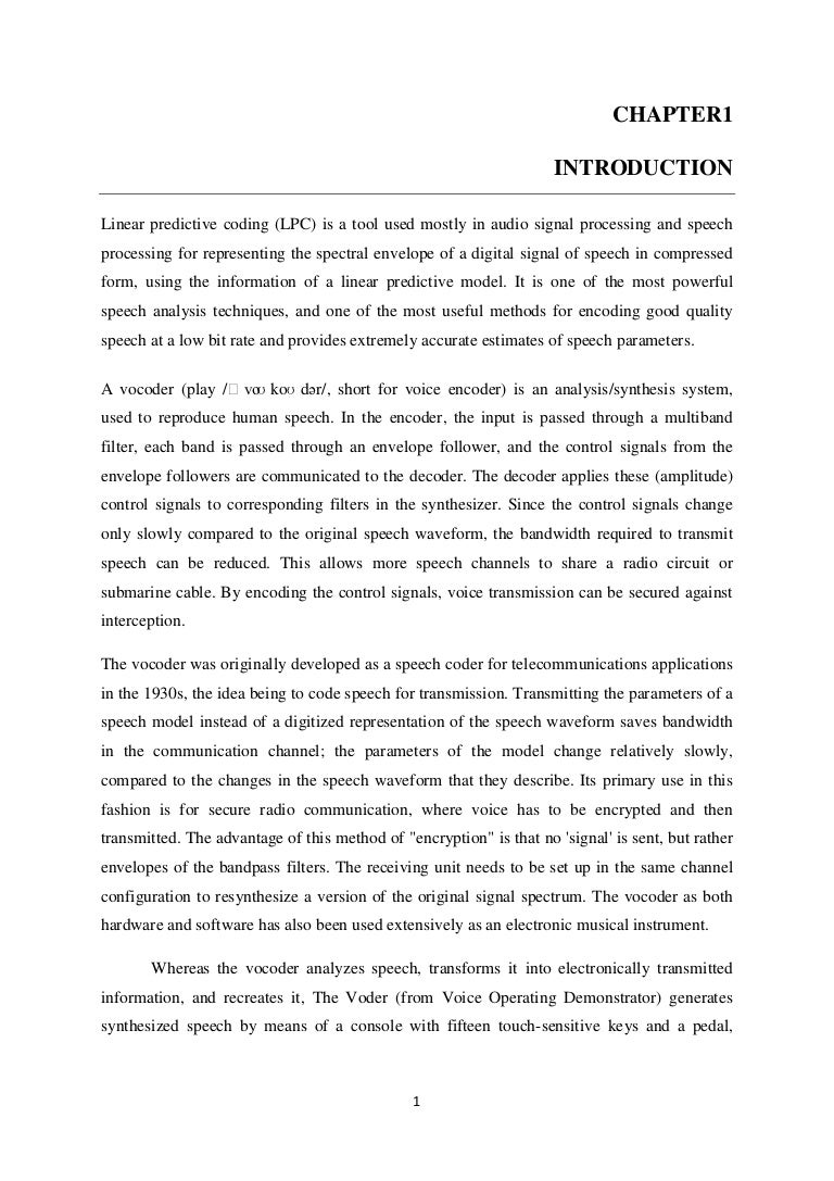 Linear predictive coding documentation