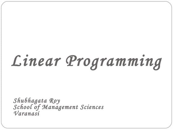 Linear Programming linear-programming
