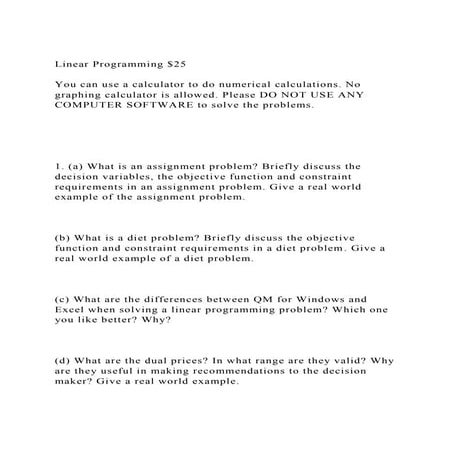 Linear Programming $25You can use a calculator to do numerical.docx