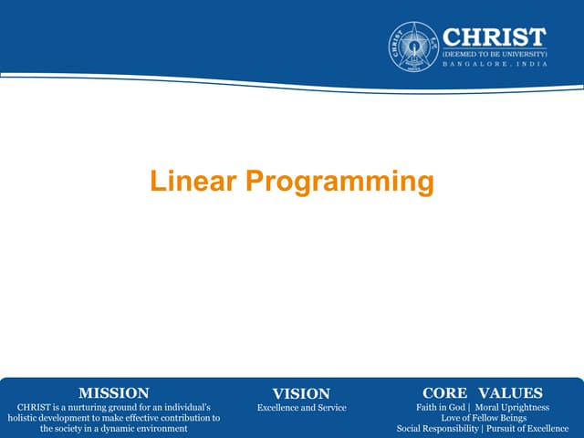 Linear Programming Optimization Techniques Single Objective Ppt 0595