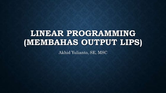 Linear programming dalam transportasi | PPT