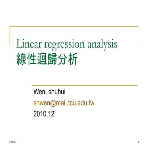 Linear regression analysis | PPT