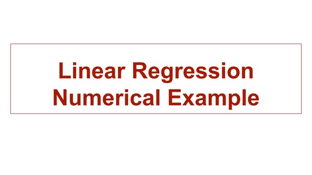 Ml Linear Regression Numerical Example Pdf