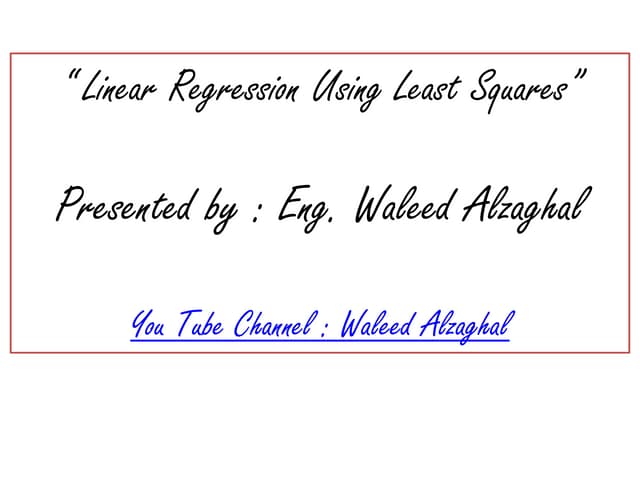 Linear Regression Using Least Squares Pdf Physics Science