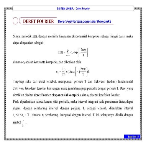 Deret Fourier Waktu Kontinyu | PDF