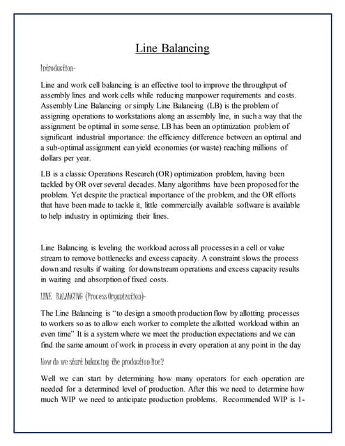 Line balancing | PPTX