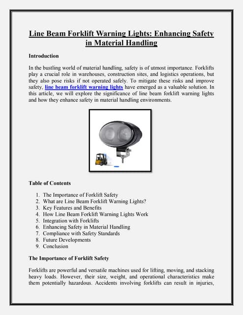5 reasons to use safety lights on forklifts warehouse | PDF | Auto Safety Technologies | Auto ...