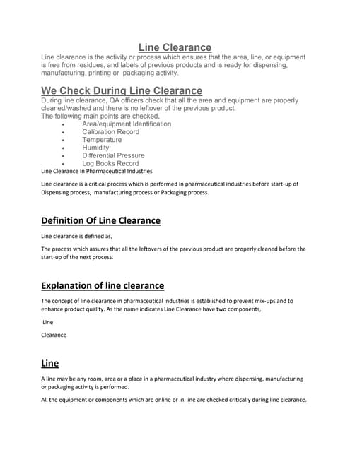 Line clearance basic | PPT