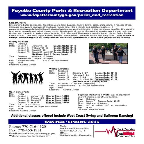 Line Dancing Classes - Fayetteville, GA | PDF