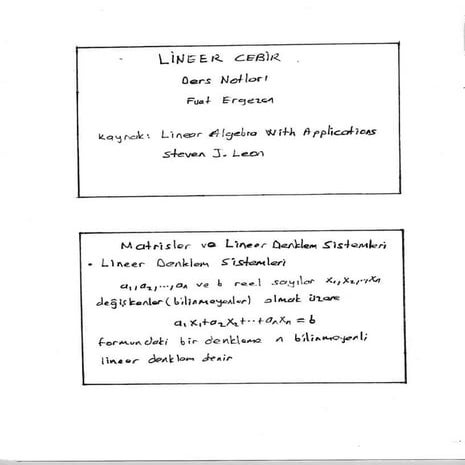 Lineer cebir hafta1 | PDF