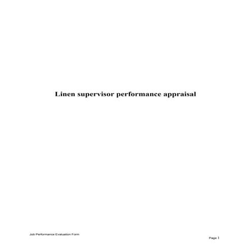 Linen supervisor performance appraisal | PDF