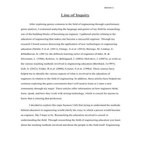 Line of inquiry revised | PDF