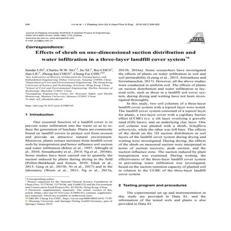 Effects of shrub on one-dimensional suction distribution and water ...