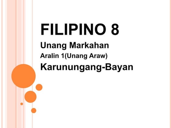 K-TO-12 GRADE 8 FILIPINO Unang Markahan | PDF