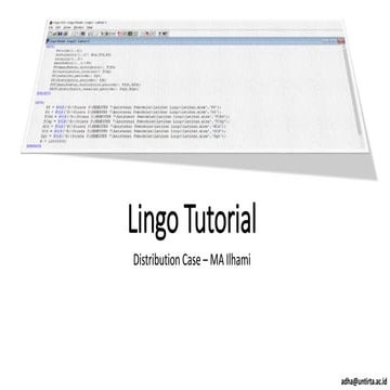 Lingo tutorial 2 - Distribution Problem | PPTX