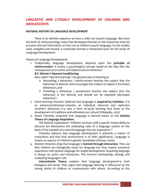 Language & Literacy in Early Childhood | PPTX