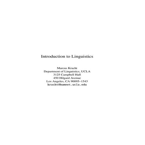Linguistics intro | PDF