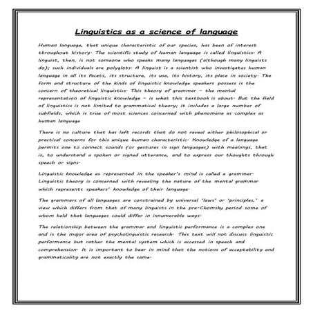 Linguistics as a science of language | DOCX
