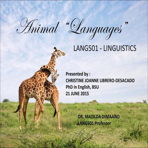 Linguistics Animal Languages | PPT