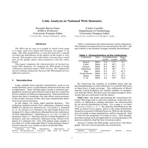 Link Analysis in National Web Domains | PDF