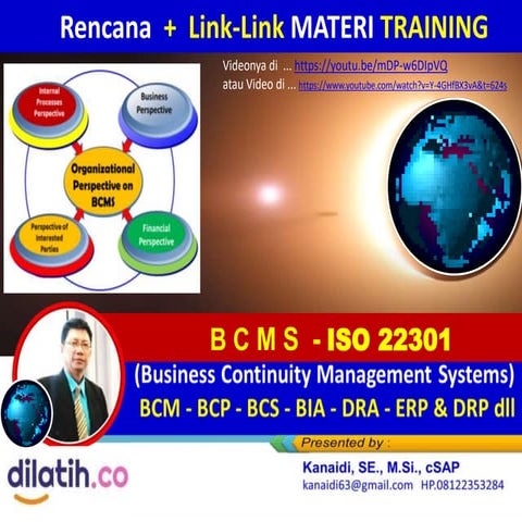 RENCANA Pelaksanaan + Link-Link MATERI TRAINING "Business Continuity ...