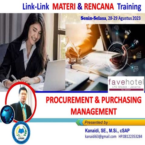 RENCANA + Link2 MATERI Training _"PROCUREMET and PURCHASING MANAGEMENT". | PPTX