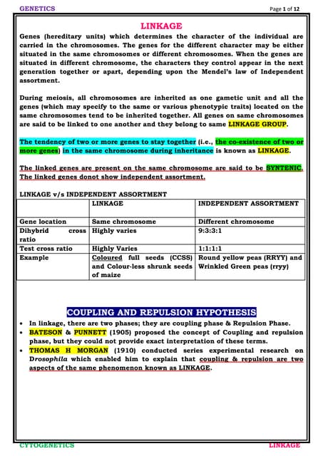 Linkage | PPTX | Genetics | Science