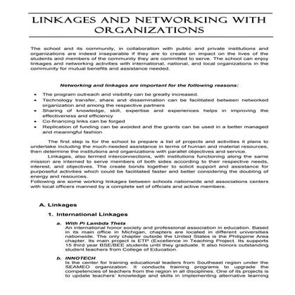 Linkages & networking | DOC