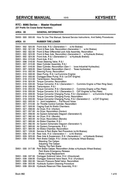 Link Belt Crane RTC-8040S II Service Manual | PDF