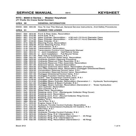 Link Belt Crane RTC-8040S II Service Manual | PDF