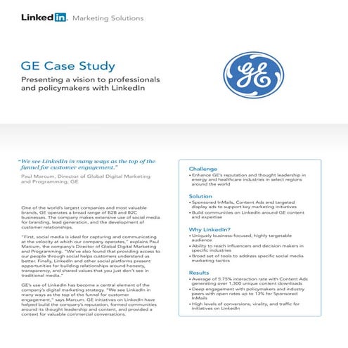 Case Study Of GE LinkedIn | PDF