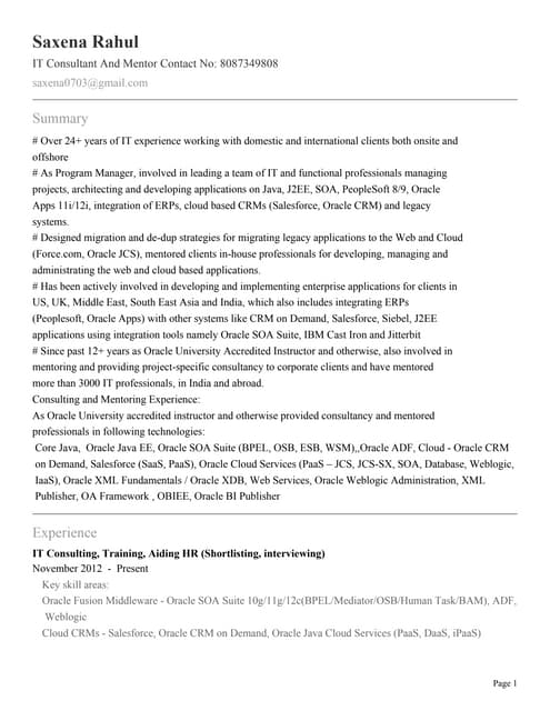 One page Profile | PPTX | Cloud Computing | Internet