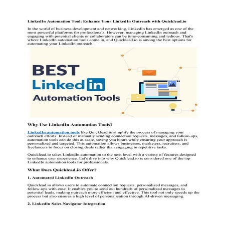 LinkedIn Automation Tool: Enhance Your LinkedIn Outreach with Quicklead.io