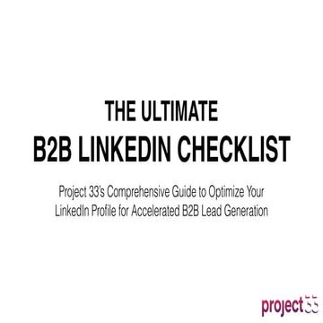 LinkedIn B2B Profile Checklist | PPT