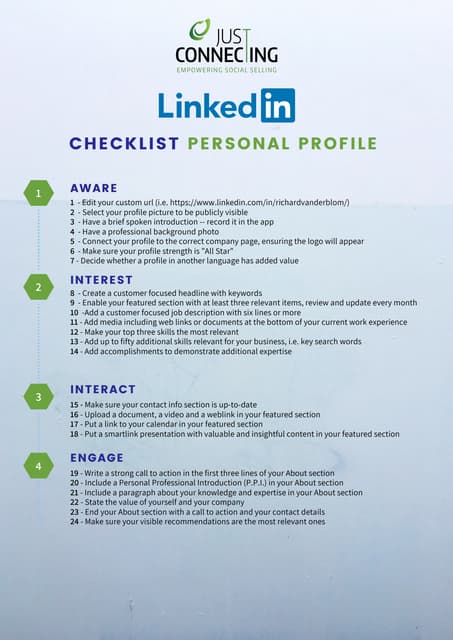 LinkedIn Profile Analysis Checklist | PPT