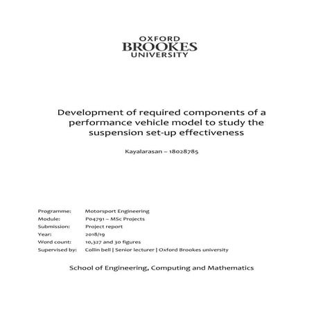 Development of the required components of a performance vehicle model ...