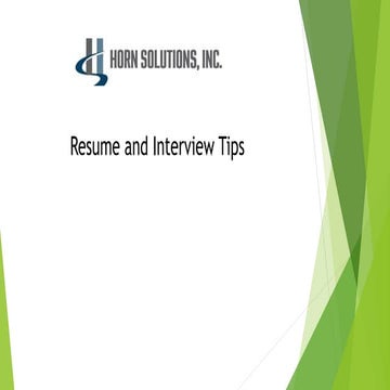 Resume and Interview Tips | PPT