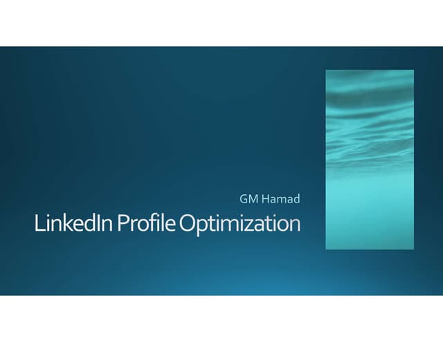 Linkedin Profile Optimization Ppt
