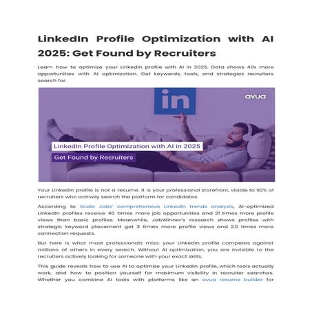 LinkedIn Profile Optimization 2026: Get Recruiters to Notice You | PDF