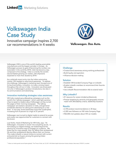 LinkedIn Volkswagen Case Study | PDF | Automotive Industry | Industries