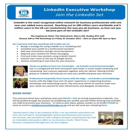LinkedIn workshop flyer | PDF | Social Networking | Internet