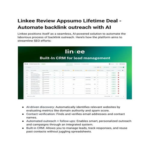Linkee Review Appsumo Lifetime Deal - Automate backlink outreach with ...