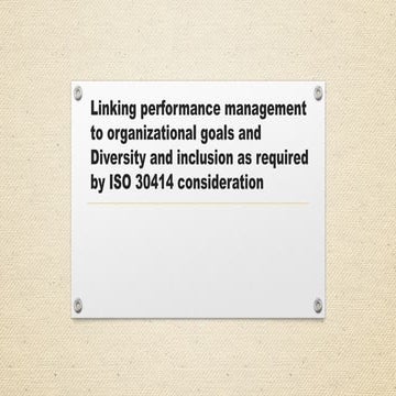 Linking performance management to organizational goals and Diversity ...