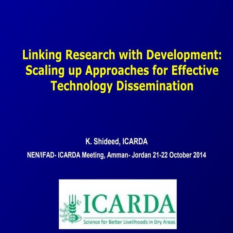 Linking research with development scaling up approaches for effective ...