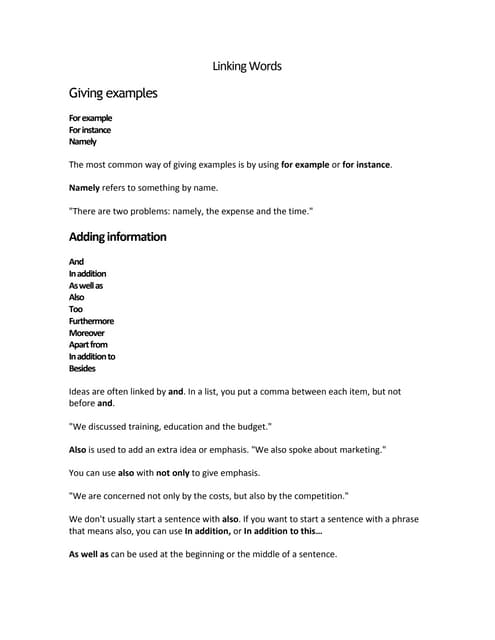 Linking words | PPT